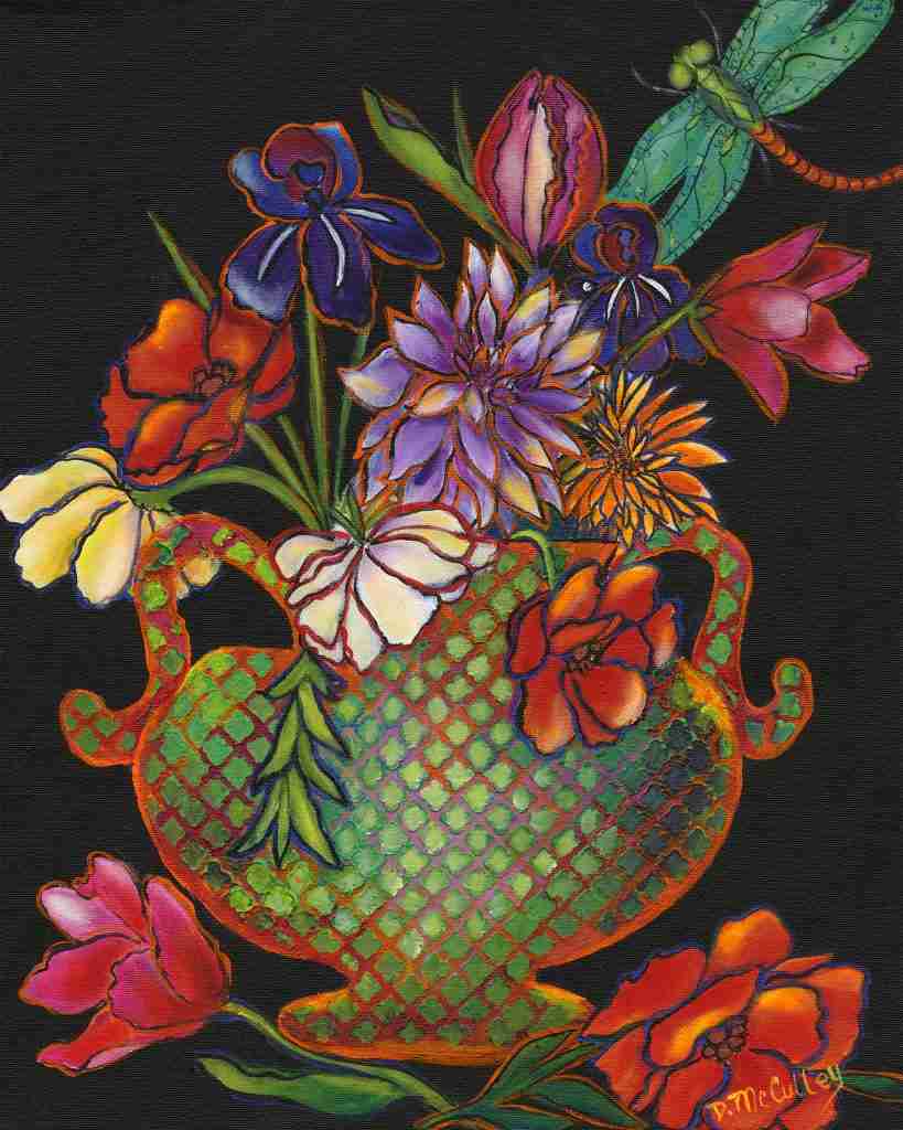 Bouquet With Dragonfly Decorative Ceramic Art Tile - Debbie McCulley ...